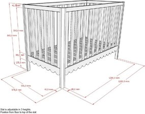 Béžová postýlka z borovicového dřeva s nastavitelnou výškou 60x120 cm Swingo – Vipack