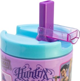 Plastový hrnek s víčkem a pítkem KPop Demon Hunters - HUNTR/X - 530 ml