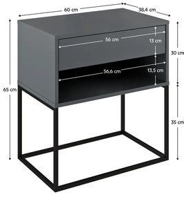 Kondela Noční/příruční stolek, grafit/černá, ARTI TYP 2