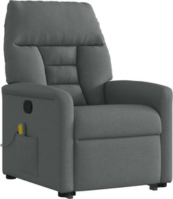 Zvedací masážní polohovací křeslo tmavě šedé textil 3303043