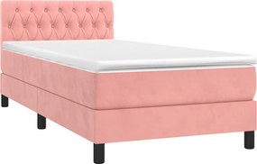 Box spring postel s matrací růžová 90x190 cm samet 3141460
