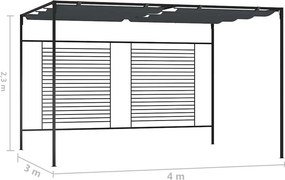Altán se zatahovací střechou 4x3x2,3 m antracitový 180 g/m² 313625