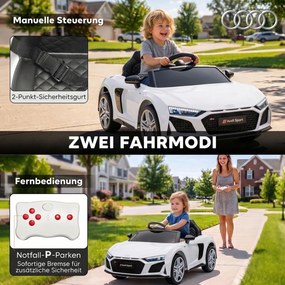 AIYAPLAY Dětské elektrické auto 12V Dětské auto s dálkovým ovládáním Lithium-akumulátor 2 motory Plynulý start Zadní odpružení Bílá