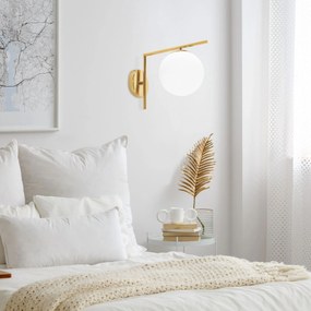 Toolight, skleněná kulatá nástěnná lampa APP674-1W, zlatá, OSW-05638