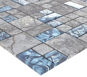 vidaXL Mozaikové dlaždice 22 ks šedé a modré 30 x 30 cm sklo