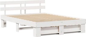 Rám postele se zásuvkou Bílá 150 x 200 cm Masivní borové dřevo 3382272