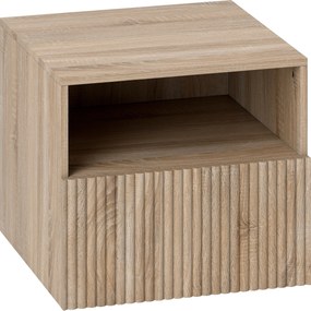 HOMCOM Noční stolek, design bez úchytek, otevřená přihrádka, zásuvka, montáž na zeď, světle hnědá
