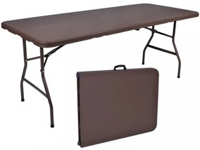 Cateringový skládací ratanový stůl 180 x 75 x 73,5 - hnědý