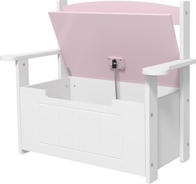 AIYAPLAY dětský sedací box s úložným prostorem, opěradlem a funkcí Soft-Close, 68,5×34×58 cm, Růžová/Bílá