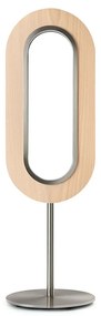 Designová LED stolní lampa Lens Oval Table Dekor: Přírodní bukové dřevo, Barva nohy: Matný nikl