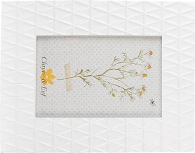 Bílý antik fotorámeček s plastickým dekorem - 17*1*22 cm / 10*15 cm