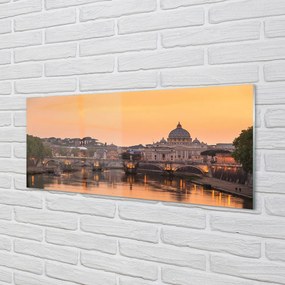 akrylový obraz řeka Řím Sunset mosty budovy 120x60 cm