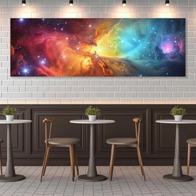 Obraz na plátně - Hvězdy obklopené barevnou Galaxií FeelHappy.cz Velikost obrazu: 240 x 80 cm