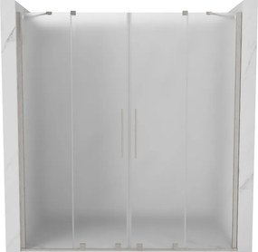 Mexen Velar Duo, posuvné sprchové dveře do otvoru 200 cm, 8mm sklo námraza, broušená ocel, 871-200-000-32-97