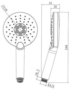 EBS Ruční sprcha 12 cm, 3jet, chrom/bílá  S_RS01CRB