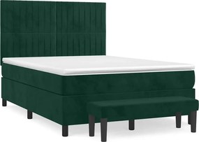 Box spring postel s matrací tmavě zelená 140x200 cm samet 3137968