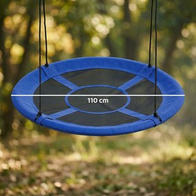 Outsunny Ø110cm venkovní hnízdo, do 150 kg, nastavitelná dětská houpačka, ocel, modrá | Aosom.de