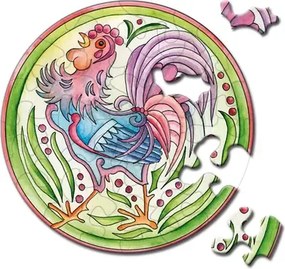 CURIOSI Kulaté puzzle Picoli: Kohout / 33 dílků / průměr 9 cm