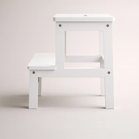 Bambusová stolička se schůdkem KROK, výška 46 cm, bílá