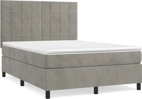 Box spring postel s matrací světle šedá 140x200 cm samet 3143025