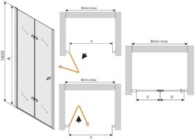 Mexen LIMA sprchové skládací dveře ke sprchovému koutu 80 cm, 856-080-000-01-00