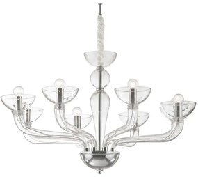 Ideal Lux - Lustr na řetězu CASANOVA 8xE14/40W/230V pr. 88 cm čirá