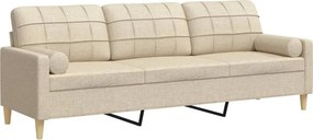 3místná pohovka s polštáři krémová 210 cm textil 3278203