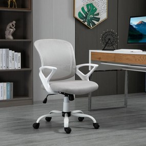 Ergonomická kancelářská židle Vinsetto s mesh opěradlem, nastavitelné otočné křeslo s vzhledem lnu, počítačová židle pro kancelář, šedá | Aosom