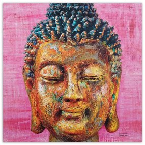 Obraz na plátně Buddha na pozadí Růžové zenové lázně - 50x50 cm