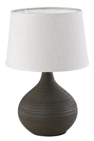 Tmavě hnědá stolní lampa z keramiky a tkaniny Trio Martin, výška 29 cm