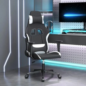 Herní židle černá a bílá textil 3143740