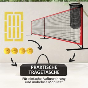 SPORTNOW Přenosná síť na pickleball – Sada 6,7m s nejvyššími standardy, včetně sítě, značkovačů, sběrače míčků a tašky pro venkovní použití