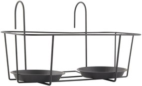 IB LAURSEN Závěsný držák na dva květináče, černá barva, kov 24,5cmxx20,5cm