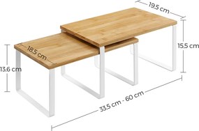 Sada bambusových organizérů CEZAR, 2ks, hnědá/bílá SongmicsHome