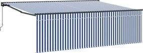Stahovací markýza Modrá a bílá 400 × 300 cm Polyester a hliník 3330853