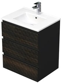 Koupelnová skříňka s umyvadlem SAT Cube Way 60x71x46 cm hnědá mat CUBE3D603ZHMOD