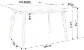 Signal Dřevěný rozkládací jídelní stůl BRANDO 120 (160)x80 dub
