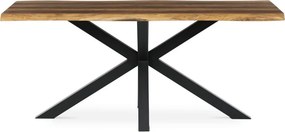 Stůl jídelní, MDF deska, kovová noha ve tvaru hvězdy, dekor staré dřevo, černý lak (180 x 90) cm