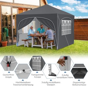 Costway Pavilon s 4 odnímatelnými bočními stěnami zahradní stan vč. – 3 × 3 M