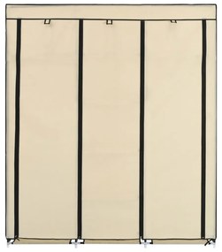 Šatní skříň s přihrádkami a tyčemi krémová 150x45x175 cm textil - Default Title