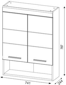 Nástěnná skříňka Scout, šedý dub/bílá lesk
