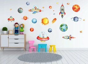 Krásná dětská barevná nálepka na zeď s motivem kosmu