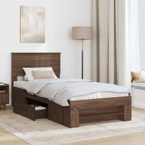 Rám postele s čelo Hnědý dub 80 x 200 cm Kompozitní dřevo 3408815