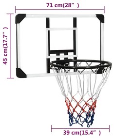 Basketbalový koš s průhlednou deskou 71x45x2,5 cm polykarbonát - Default Title