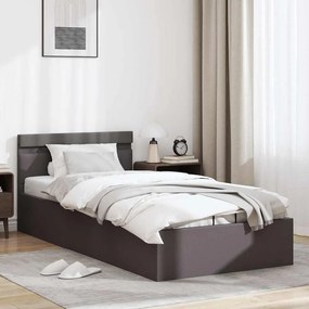 Rám postele s LED úložný prostor šedý umělá kůže 90 x 200 cm 285552