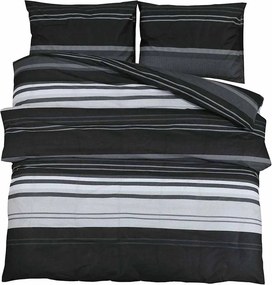 Sada povlečení na peřinu s černými pruhy 240x220 cm bavlna 136494