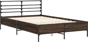 Rám postele hnědý dub 120 x 200 cm kompozitní dřevo a kov 3280041