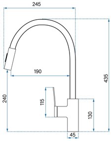 Dřezová baterie REA SOUL s výsuvnou sprškou černá mat/zlatá kartáčovaná