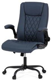 Autronic Kancelářská židle, tmavě modrá ekokůže, taštičkové pružiny, kovový kříž, kolečka na tvrdé podlahy KA-Y344 BLUE