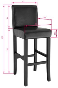 Tectake Barová židle dřevěná černá